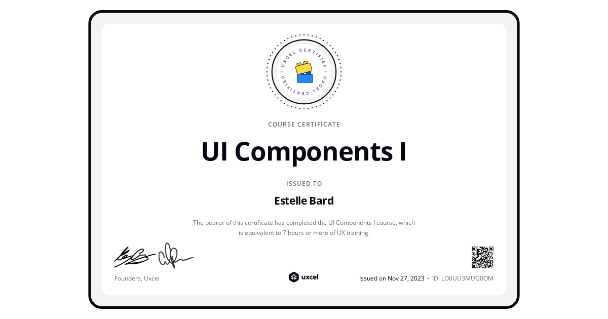 Uxcel Course Certificate of Completion | Uxcel Uxcel Course Certificate of Completion | Uxcel